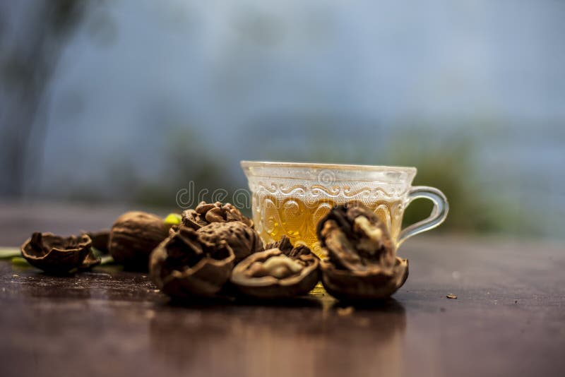 Close Up of Herbal Organic Tea of Wall Nut or Walnut Tea in a ...