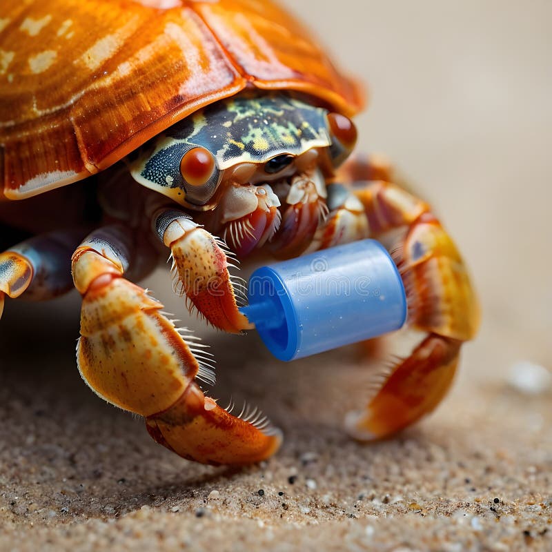 Close-Up of Hermit Crab Using Plastic Shell on Seabed Stock ...