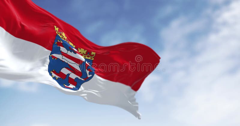 Close-up of the Hesse State Flag Waving in the Wind Stock Footage ...