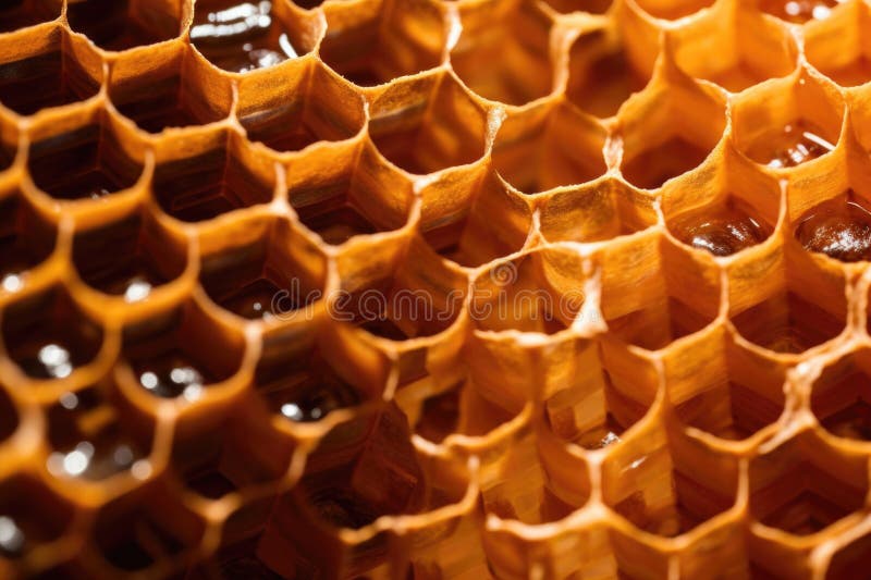 Close-up of Hexagonal Honeycomb Cells Stock Photo - Image of ...