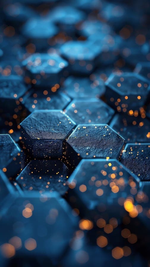 Close Up of a Hexagonal Tile with Yellow Lights Stock Image - Image of ...