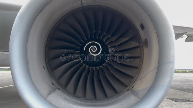 Jet Airplane Engine is Turning in the Wind, Producing Loud Noise Stock ...
