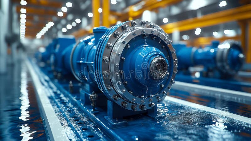 Close-up of a High-efficiency Industrial Pump in a Modern Factory ...