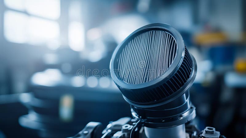 Close-Up of High-Performance Air Filter in Automotive Workshop ...