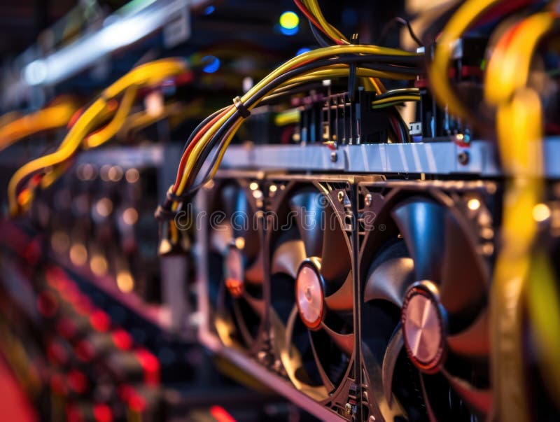 Close-up of High-performance Computer Graphics Cards Connected in a ...