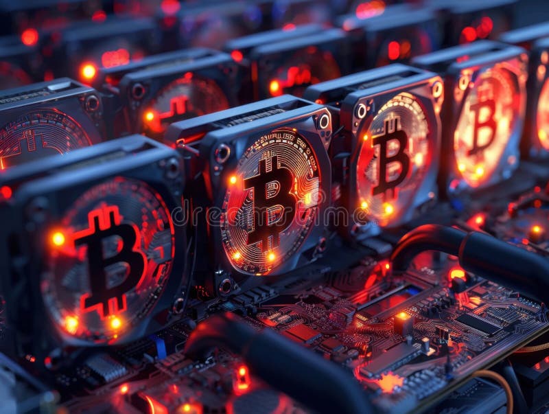 Close-up of High-performance Computer Graphics Cards Connected in a ...