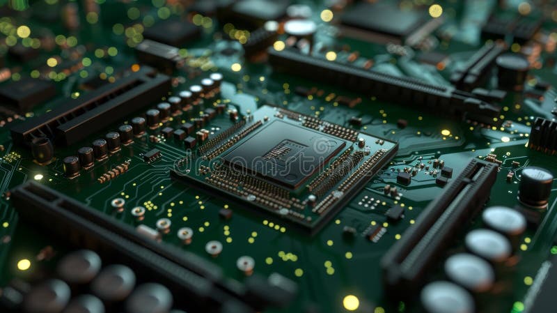 Close Up of a High Performance Gpu Chip on a Green Motherboard ...