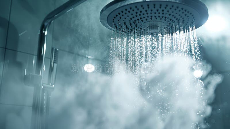 Close Up of High Pressure Showerhead Producing a Uniform Spray in a ...