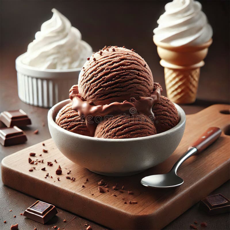 A Close-up, High-quality Image of a Decadent Chocolate Ice Cream Sundae ...
