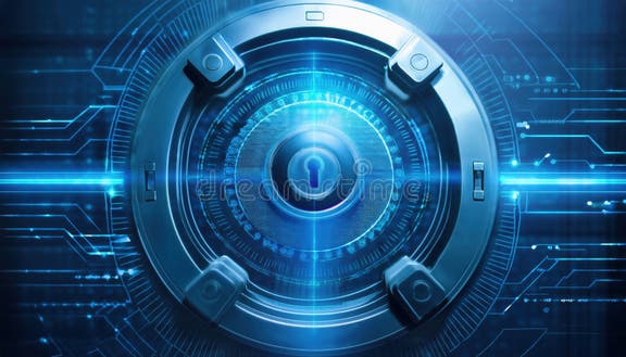 Close-up of a High-security Lock on Circuit Board Representing Advanced ...