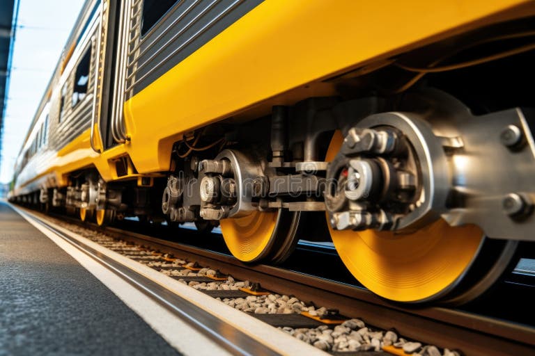 Close-up of High-speed Train Wheels on Tracks Stock Illustration ...