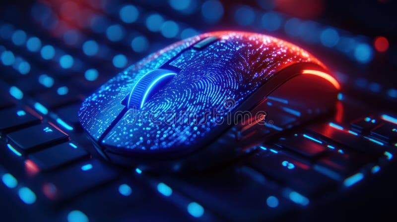 A Close Up of High Tech Computer Mouse with Vibrant Design and Glowing ...
