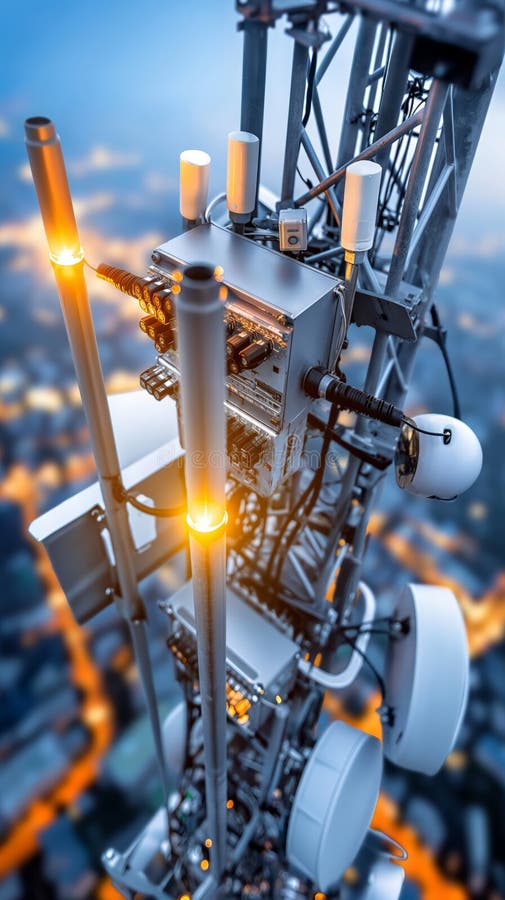 Close-up of High-Tech Devices on a Cellular Tower Stock Image - Image ...