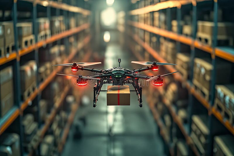 AI Generated a Close-up of a High-tech Drone Transporting a Package in ...