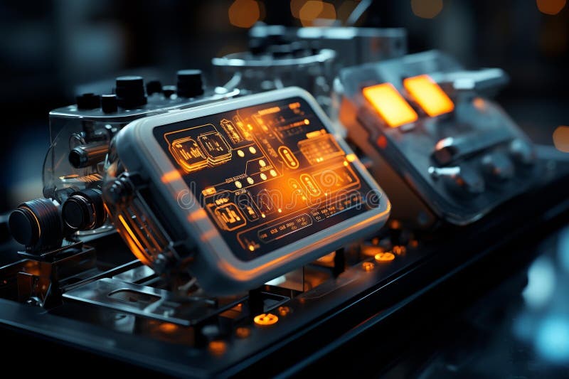 A Close-up of a High-tech Gadget with Glowing Lights and Buttons ...