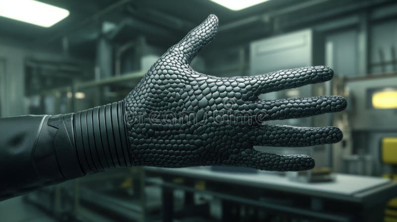 Futuristic Glove with Textured Surface in a High-tech Laboratory ...