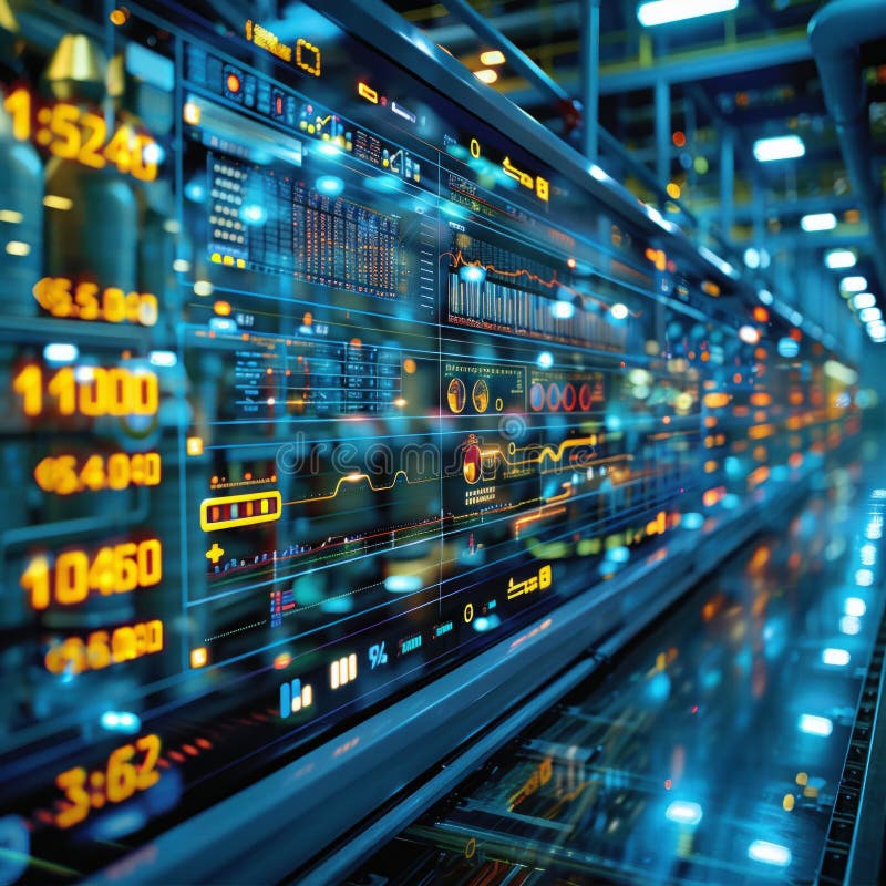 Close-up on a High-tech Interface at an Oil and Gas Plant Virtual ...