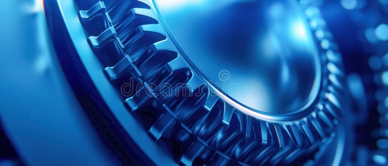 Close-Up of High-Tech Mechanical Gear with Blue and Red Lights Stock ...