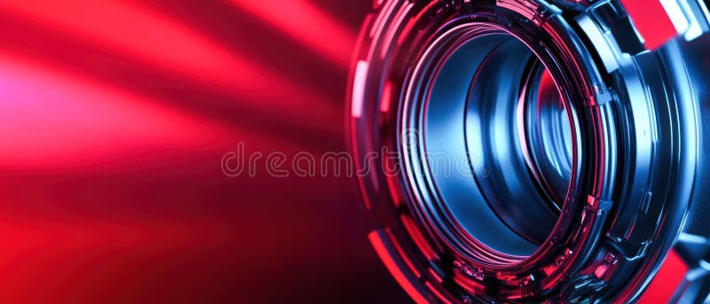 Close-Up of High-Tech Mechanical Parts with Red and Blue Lighting Stock ...