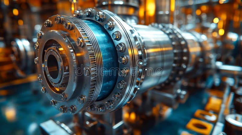 Detailed Close Up Industrial Mechanical Engine Component Gear System ...