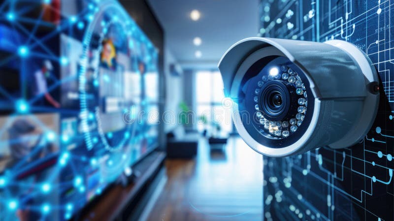 High-Tech Security Camera in Modern Office Stock Image - Image of ...