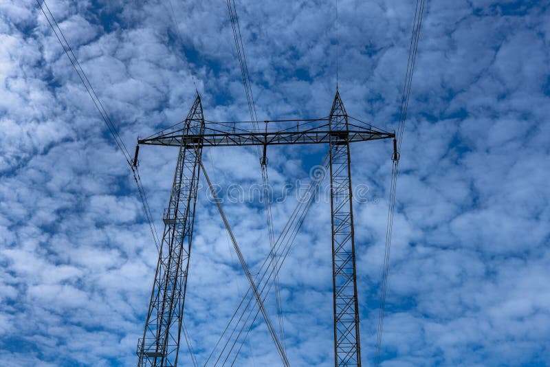 Close Up of a High Voltage Pylon Stock Photo - Image of sunshine, lines ...