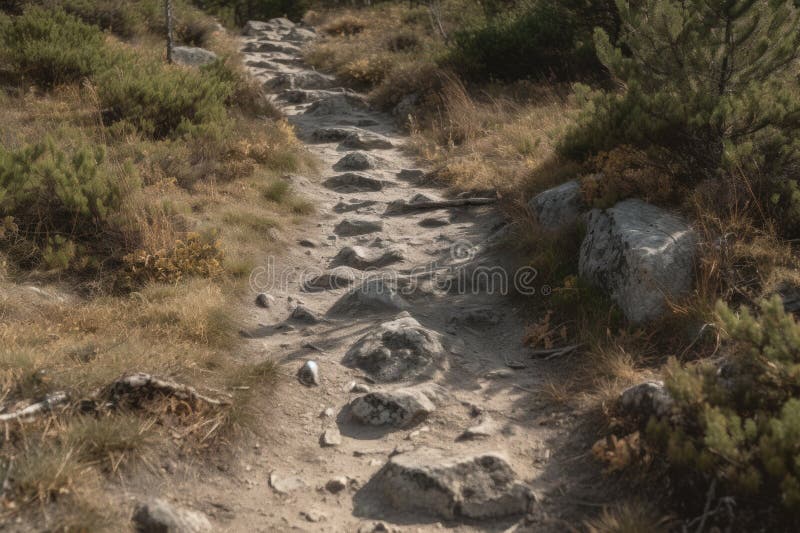 Close-up of Hiking Trail, with Individual Footsteps Visible in the Path ...