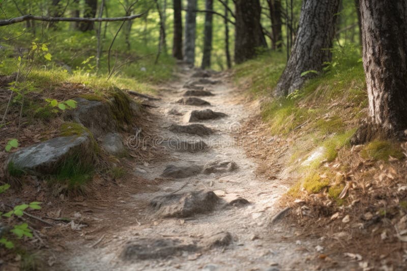 Close-up of Hiking Trail, with Individual Footsteps Visible in the Path ...