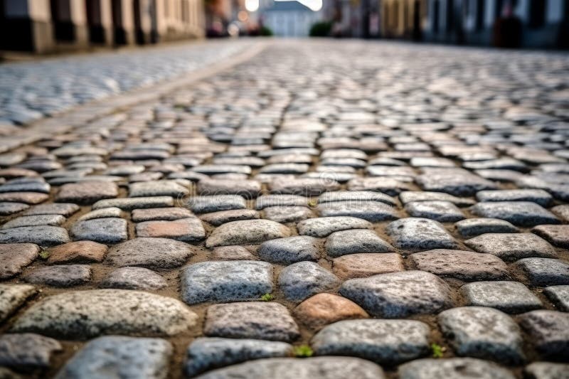 Close Up of Historic Cobblestone Street Background Generative AI Stock ...