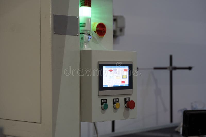 Smart Factory Control Panel with Touchscreen Display and Emergency ...