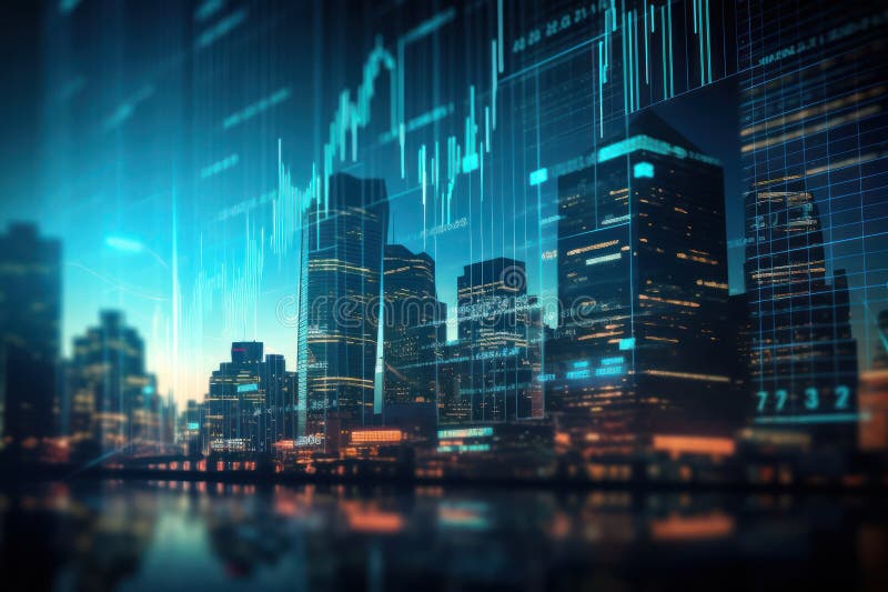 Close-up of a Holographic Screen Displaying Current Stock Charts and ... Close-up of a Holographic Screen Displaying Current Stock Charts and ...