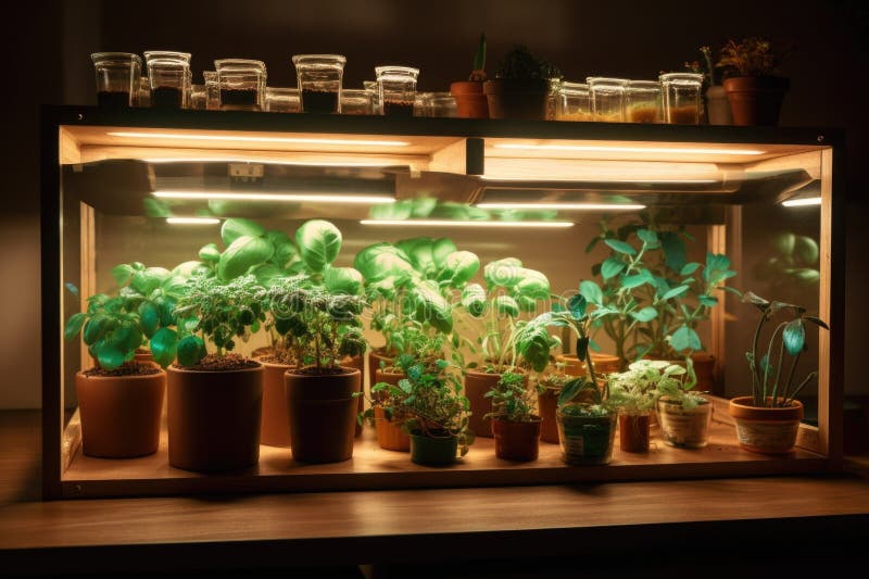 Close-up of a Home-grow Set Up with Different Types of Lights and ...