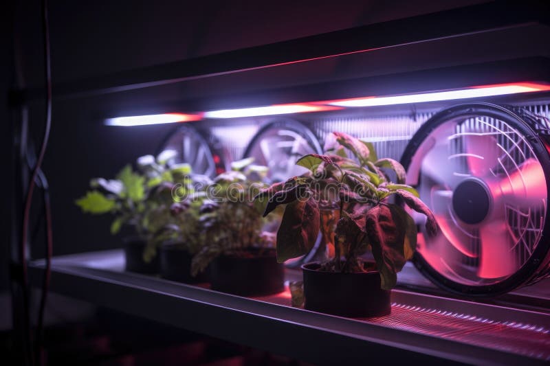 Close-up of Home Grow Setup with Lights and Fans Visible Stock Photo ...