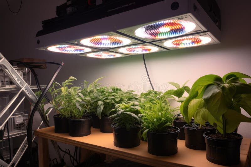 Close-up of Home Grow Setup with Lights and Fans Visible Stock Image ...
