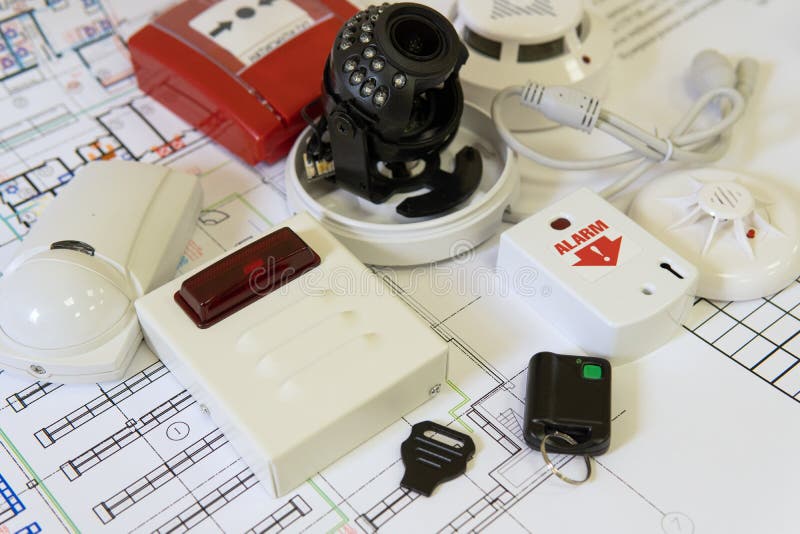 Close-up of Home Security Equipment According To the Scheme. Stock ...