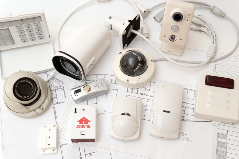 Close-up of Home Security Equipment on Diagram. Stock Photo - Image of ...