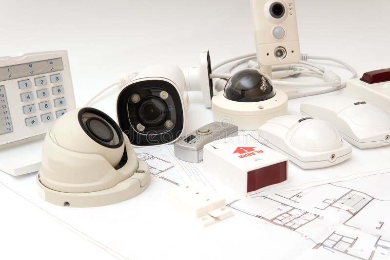 Close-up of Home Security Equipment on Diagram. Stock Image - Image of ...