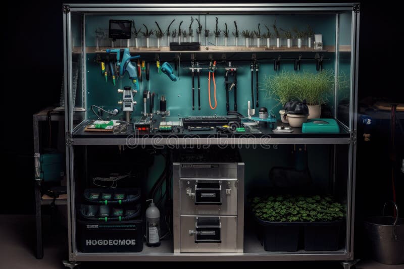 Close-up of a Homegrow Setup with All the Different Tools and Equipment ...