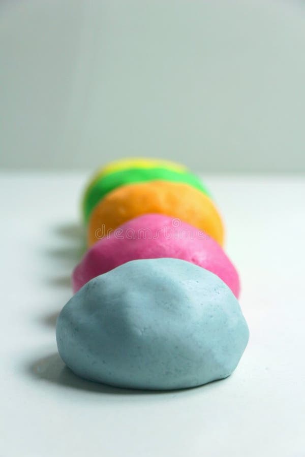 Close Up of Homemade Colorful Playdough on a White Table. Stock Image ...
