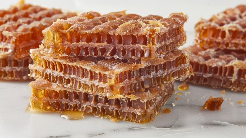 Close Up of Honey in Bee Cells, Showcasing Smooth and Glossy Texture ...