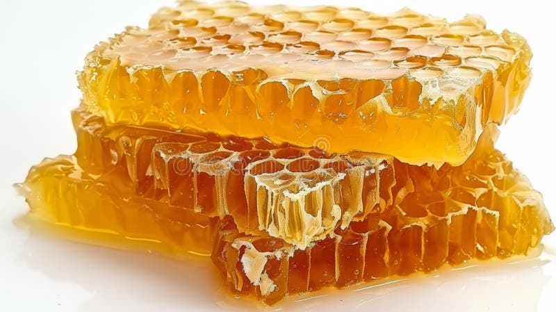 Close Up of Honey in Bee Cells, Showcasing Smooth and Glossy Texture ...