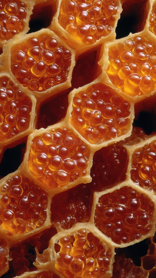 Close-up of Honeycomb Structure Filled with Honey Stock Image - Image ...