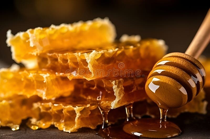 Close-up of Honeycombs Full of Golden Colored Honey, Generative AI ...