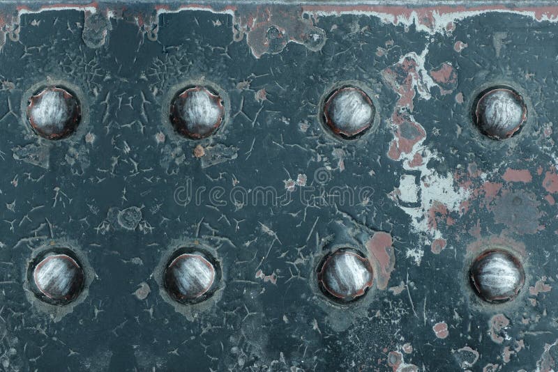 Close-up Horizontal Image Top View Grunge Metal with Rivets on Metal ...