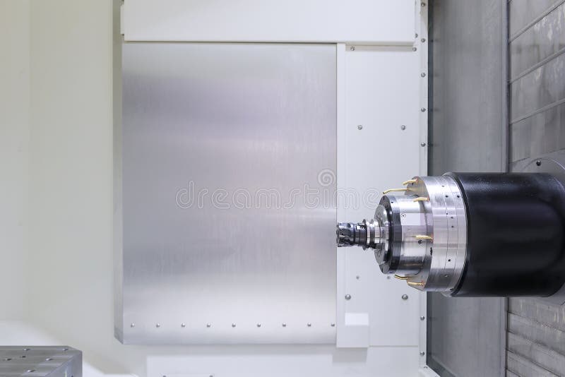 Close Up Spindle Chuck and Product Part Set on High Precision Cnc ...