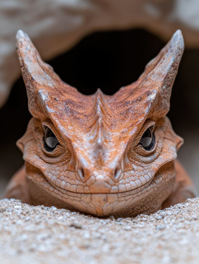 Close-up of a Horned Lizard S Face Stock Illustration - Illustration of ...