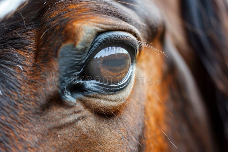 Close-up of a Horse S Eye with Reflection Stock Image - Image of sight ...
