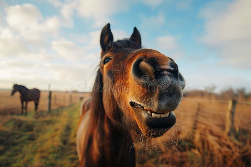 A Close Up of a Horse Smiling into the Camera Stock Photo - Image of ...