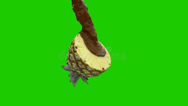 Close Up of Hot Chocolate Splash on Half Pineaple, Green Screen Stock ...