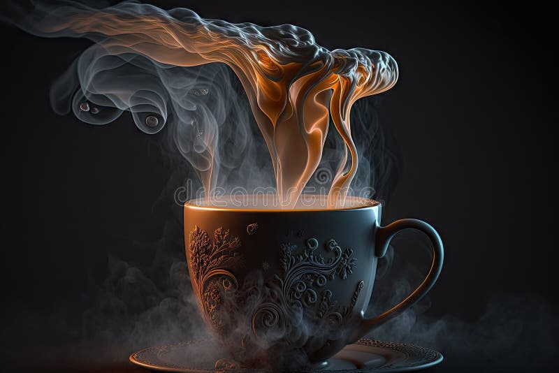 Close-up of Hot Coffee, with Steam Rising from the Mug Stock ...